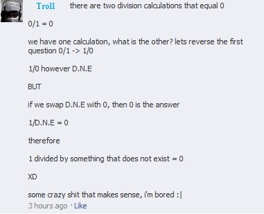 Troll math Divide and find 0